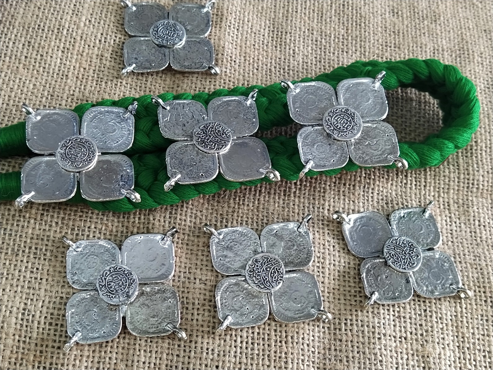Square Metal Coin Charms, Jewelry Supplies, Indian 5 Paise Coin ...