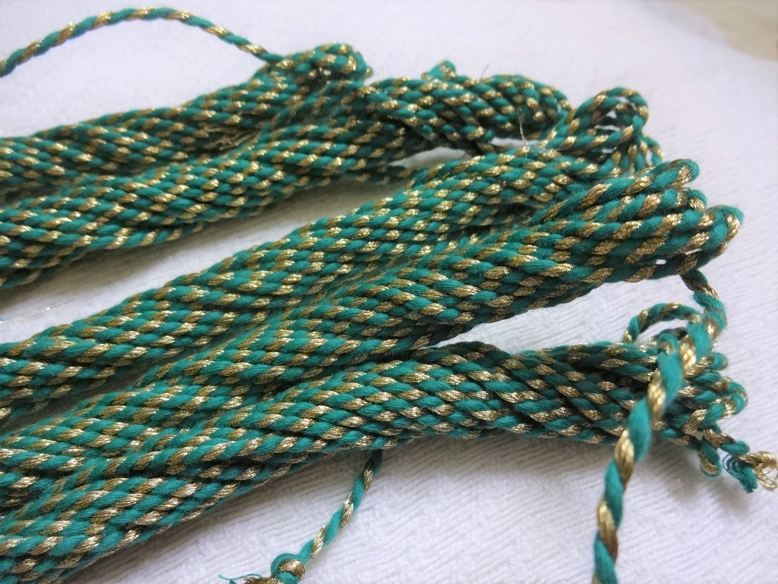 Teal Golden Twisted Cord,dual Tone Cord,golden Zari With Teal Cord ...