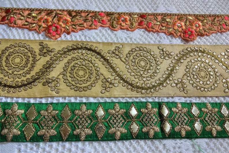 Indian Assorted Embroidered Trims Decorative Laces Sari Borders Sewing ...