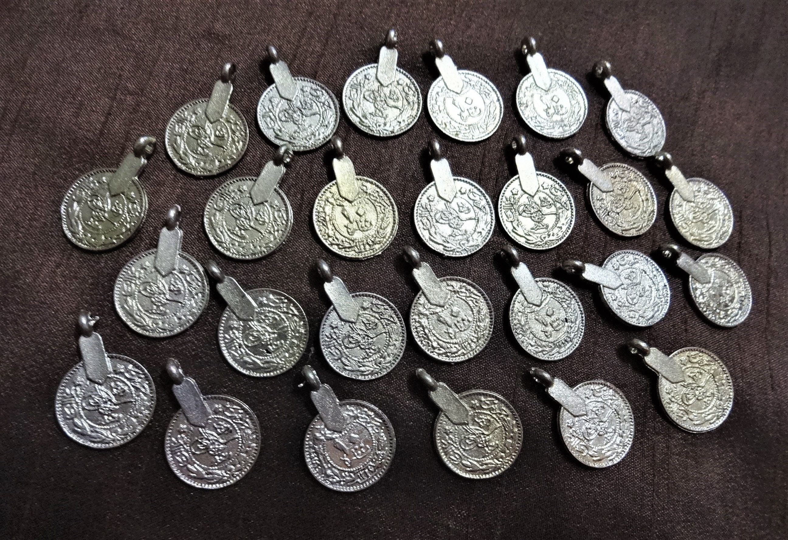 18 MM Metal Coin Charms, Jewelry Supplies, Indian Coins, Antique Silver ...