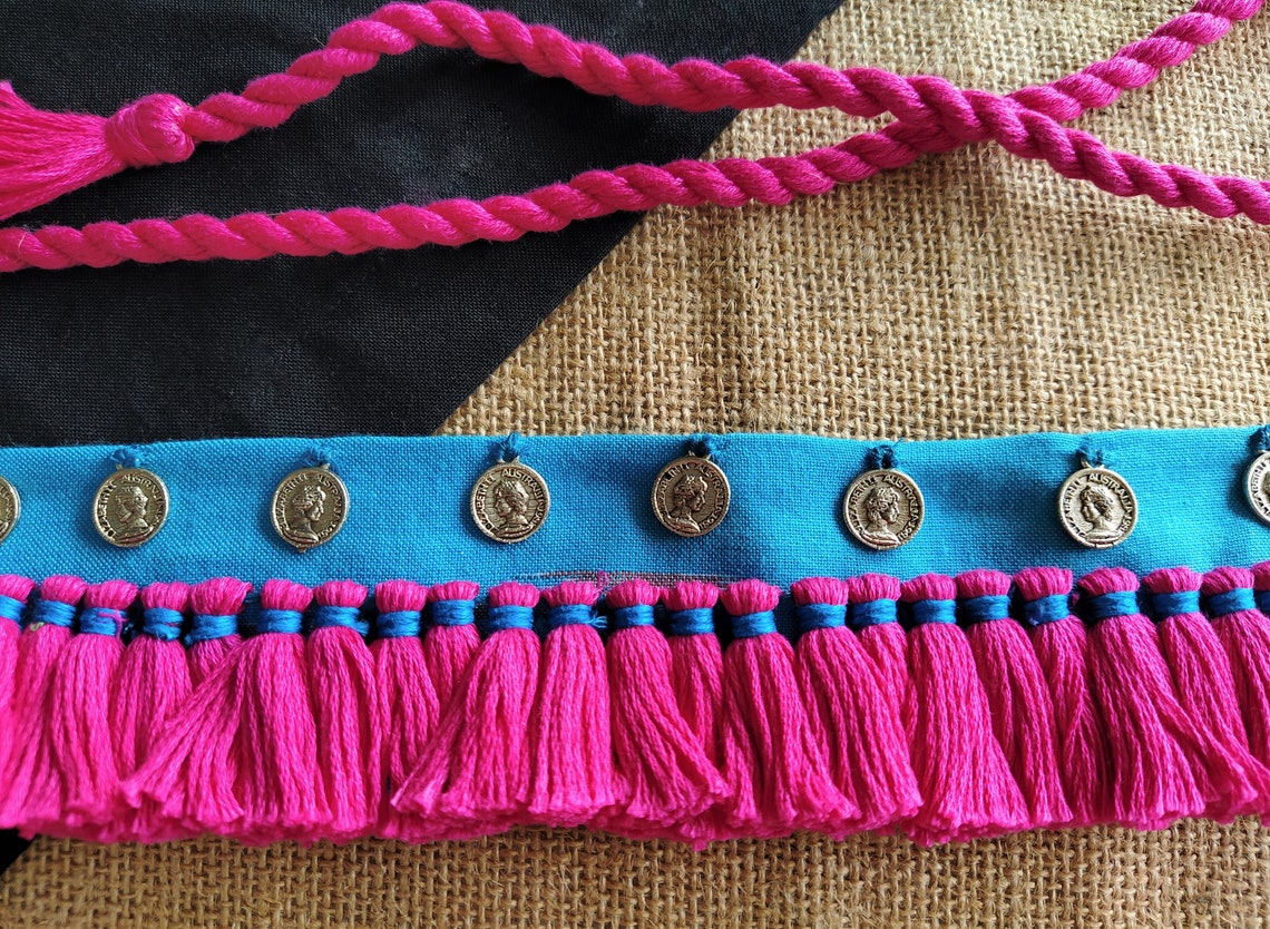 Indian Coin Jewelry, Ethnic Necklace, Indian Printed Cotton Fabric ...