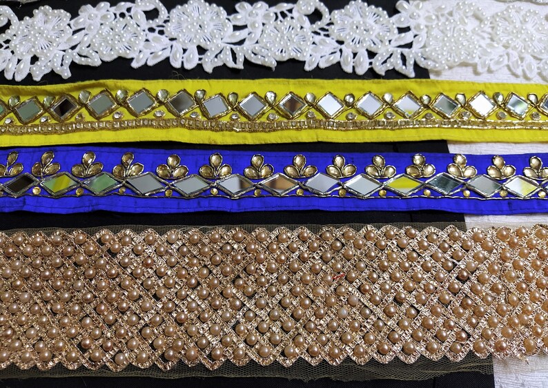 Indian Embroidered Trims,fabric Zari Laces,sari Borders,scrap Material ...