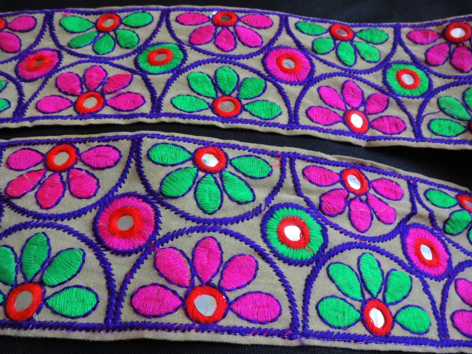 Indian Fabric Lace Embroidered Decorative Trim Craft Ribbon | Etsy