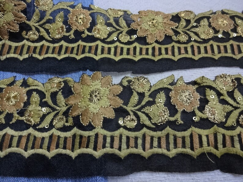Black Embroidered Cutwork Trim Crafting Fabric Lace Antique - Etsy