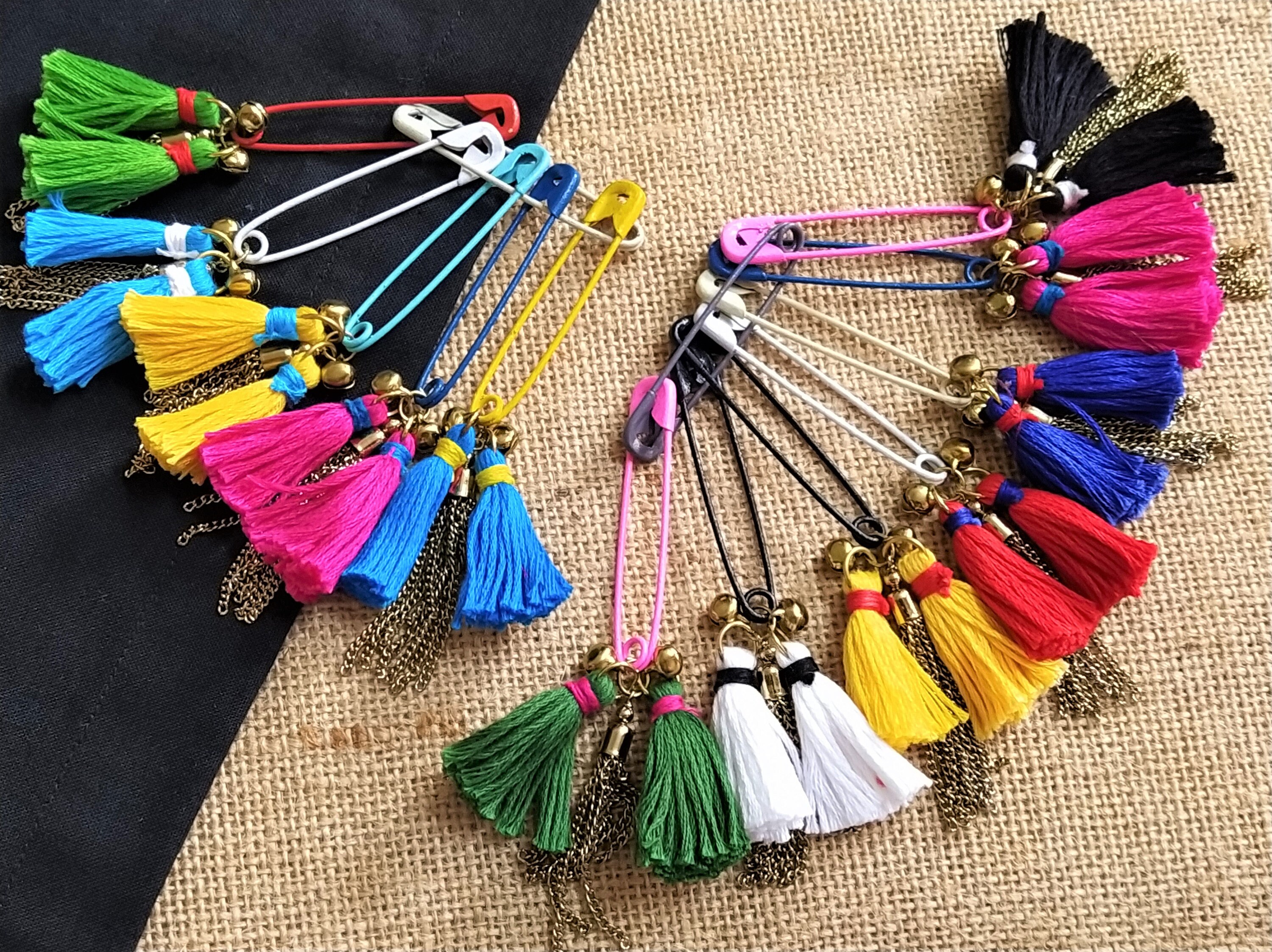 Safety Pin Tassels Chain Tassels Ethnic Indian Cotton | Etsy