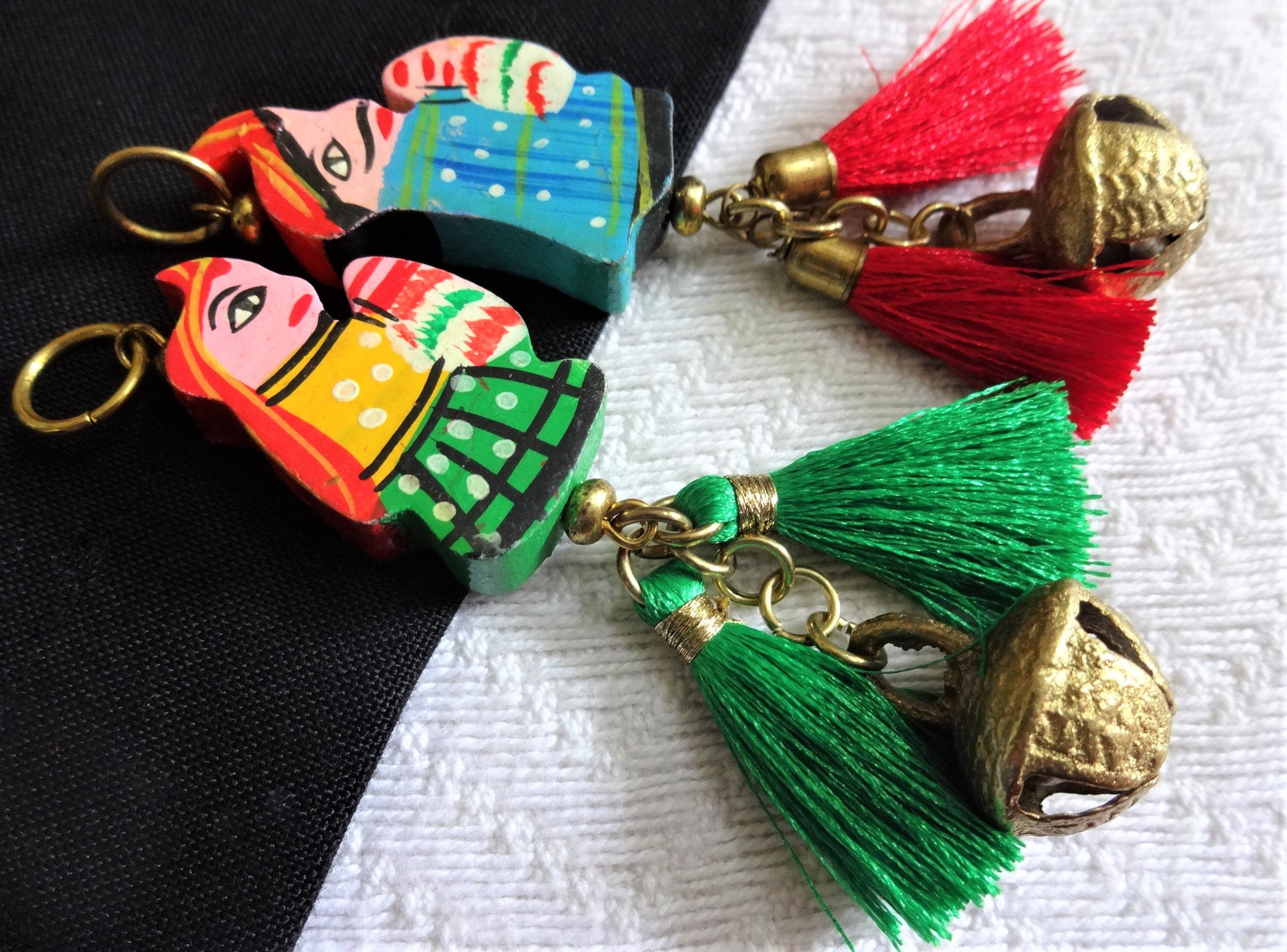 Hand carved Wooden Raja Rani Tassels Indian King n Queen | Etsy