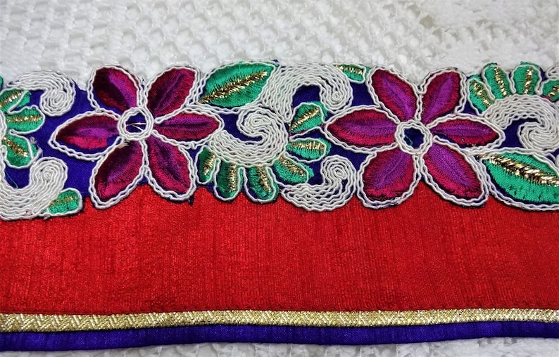 Indian Trim Decorative Crafting Sewing Ribbon Red Floral | Etsy