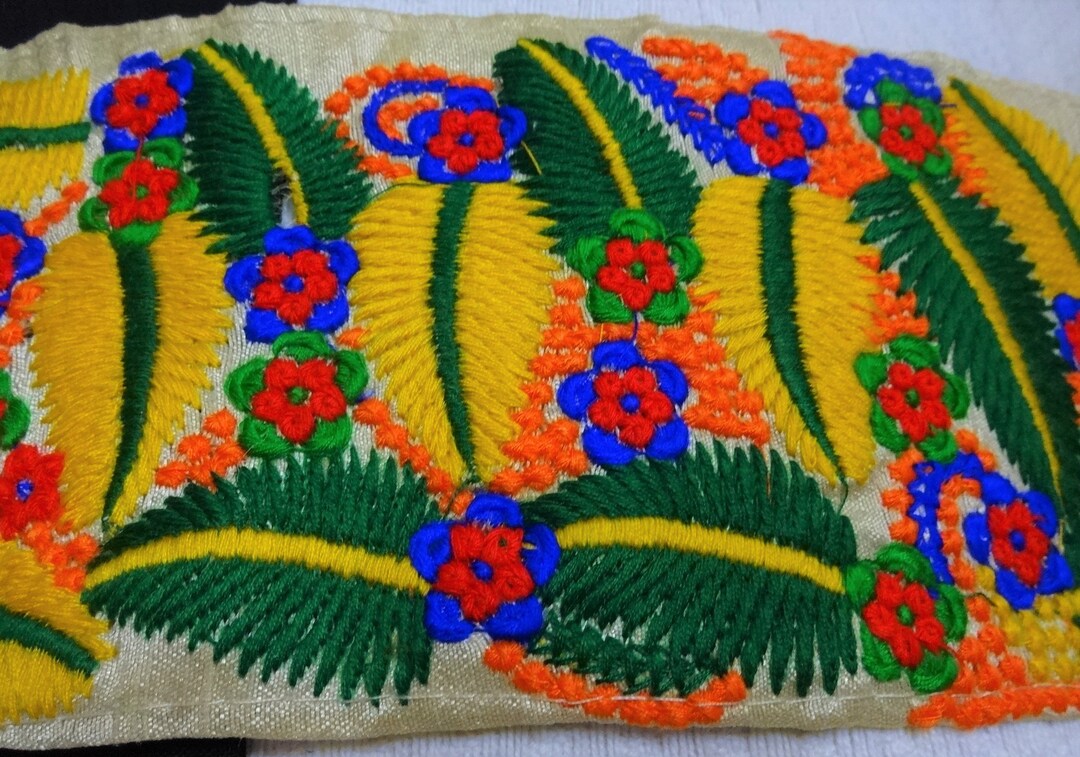 Indian Lace, Broad Decorative Trim, Craft Ribbon, Embroidered Sari ...