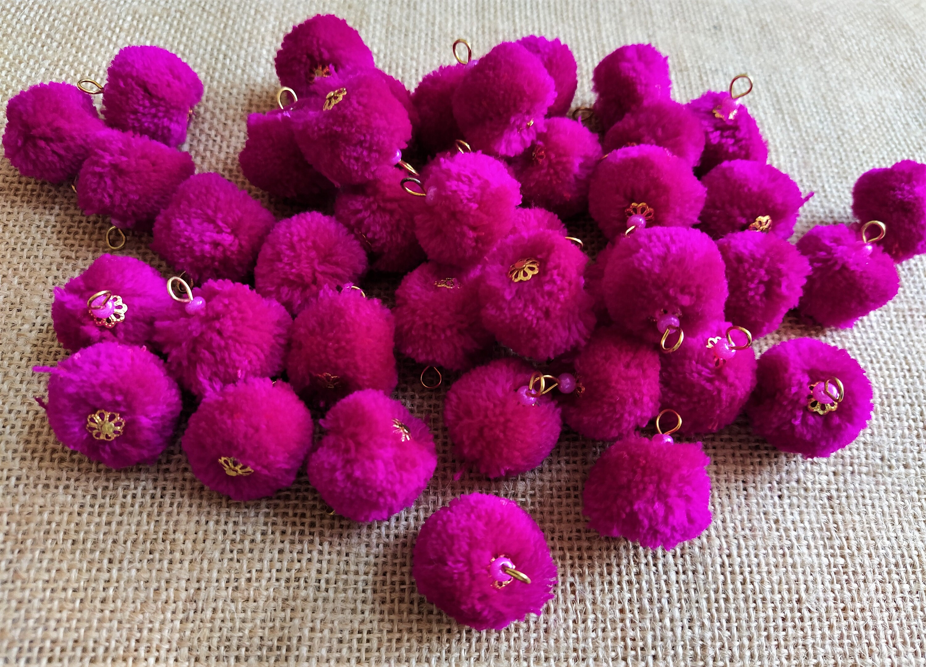 50 pcs Handmade Pom Poms Balls with Wire hook Woolen Pom | Etsy