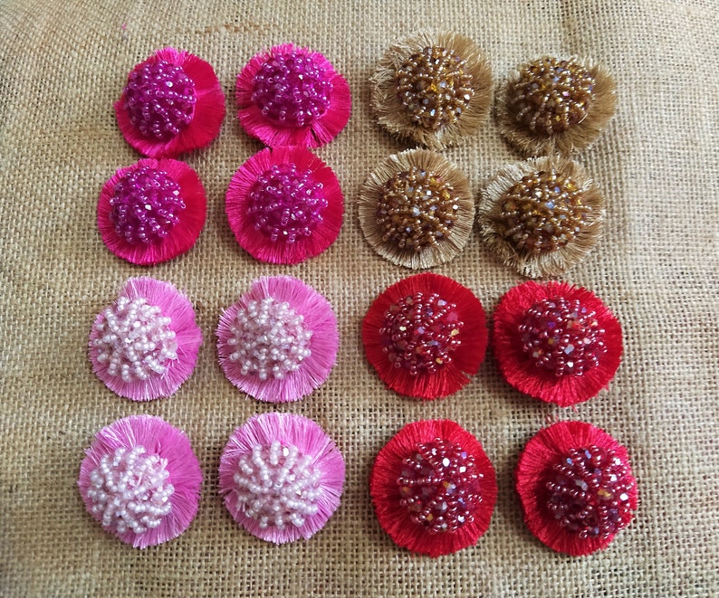 Beaded Appliques, Embroidered Ethnic Indian Sew on Buttons , Decorative ...