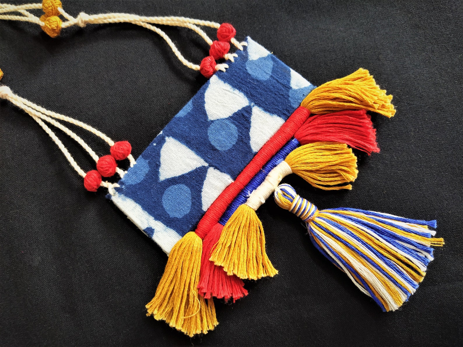 Indian Jewelryethnic Tassel Necklaceindian Indigo Cotton - Etsy