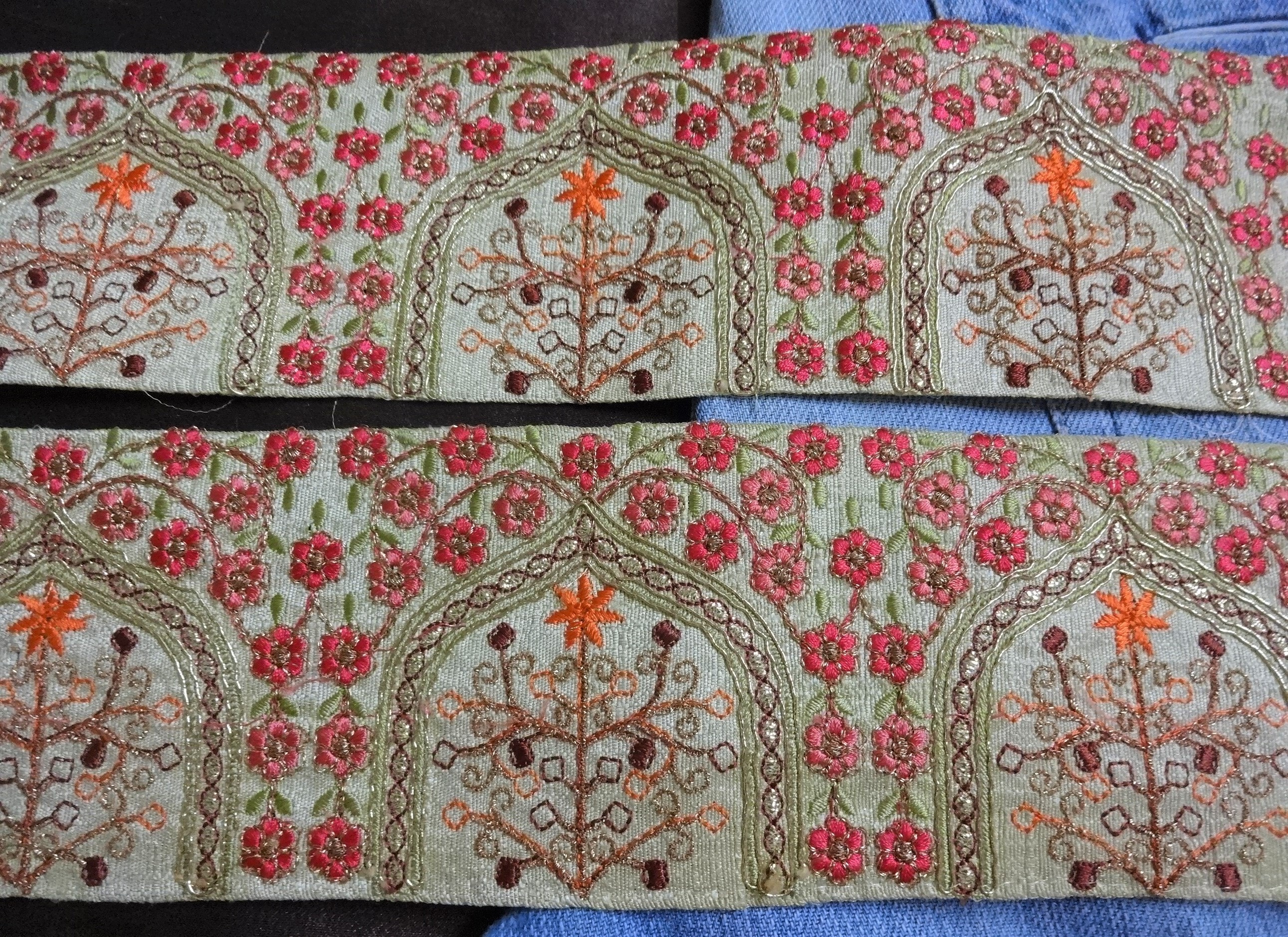 Indian Embroidered Trim,craft Trim,beige Decorative Ribbon,floral Zari ...