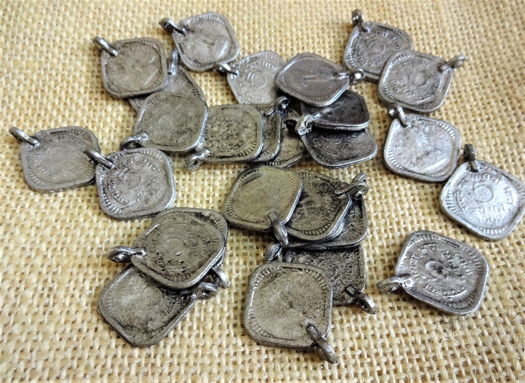 18 Mm Square Metal Coin Charms Jewelry Supplies Indian 5 - Etsy