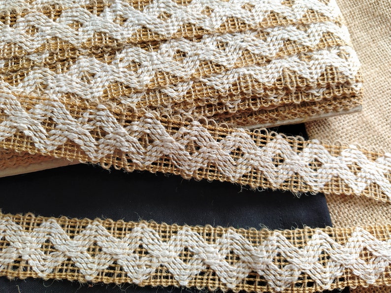 3 Yards Natural Handspun Jute Trim, Jute Lace, Indian Jute, Natural ...