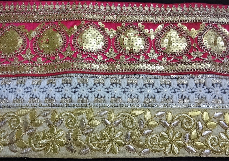 Indian Fabric,embroidered Zari Trim Fabric,lace Work Fabrics,indian ...