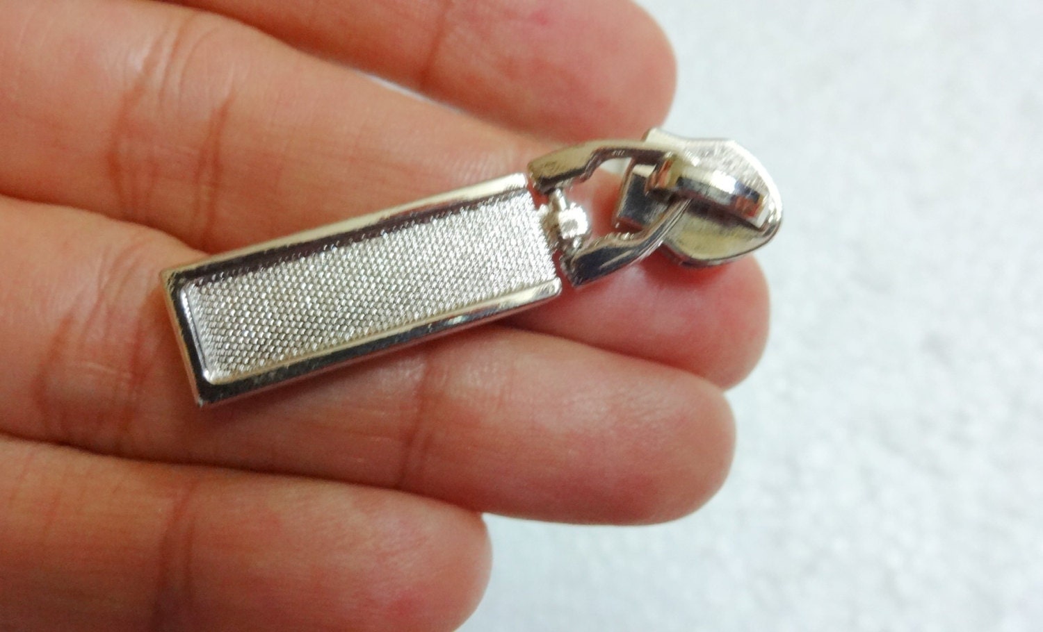 Silver Finish Rectangular Metal Zipper Pull for Bags, Purses, Clothes ...