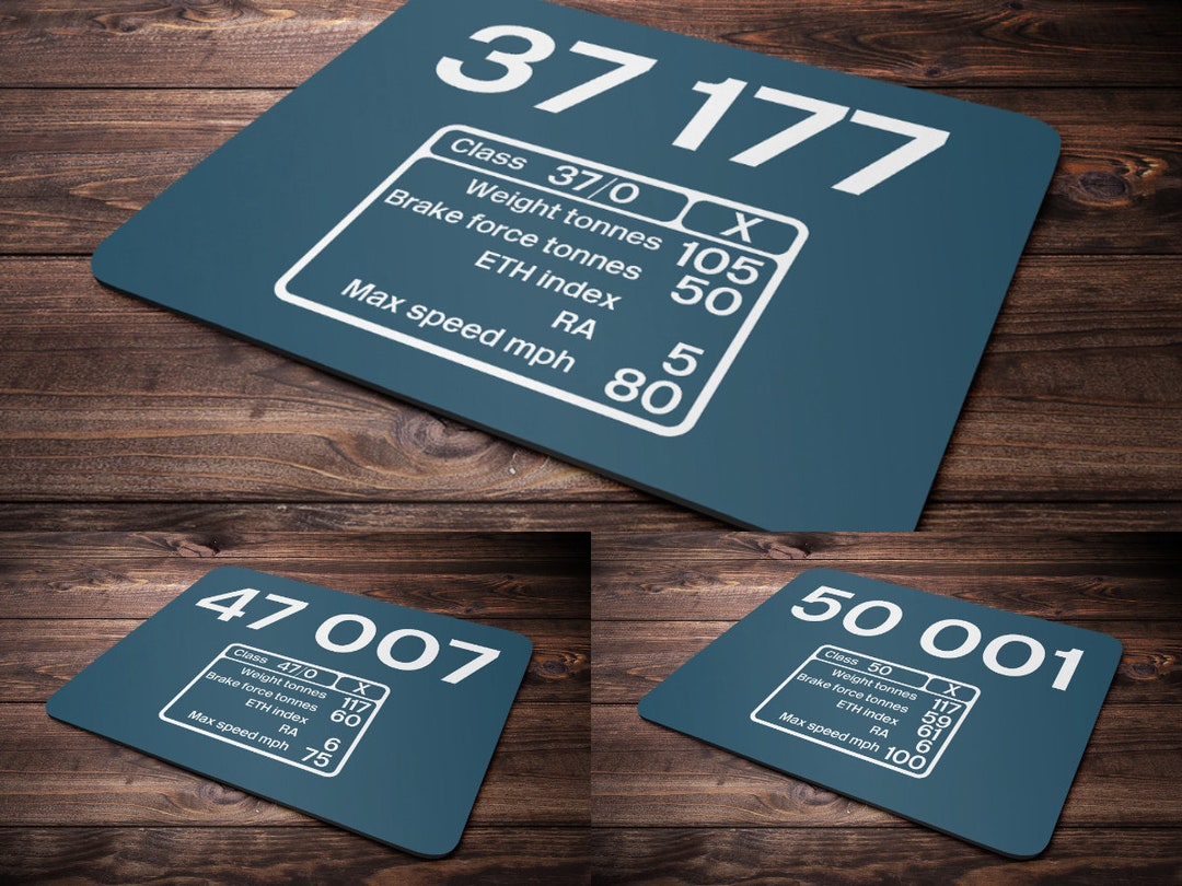 British Railways BR TOPS Panel Locomotive Number Mouse Mat Class 37, 47 ...