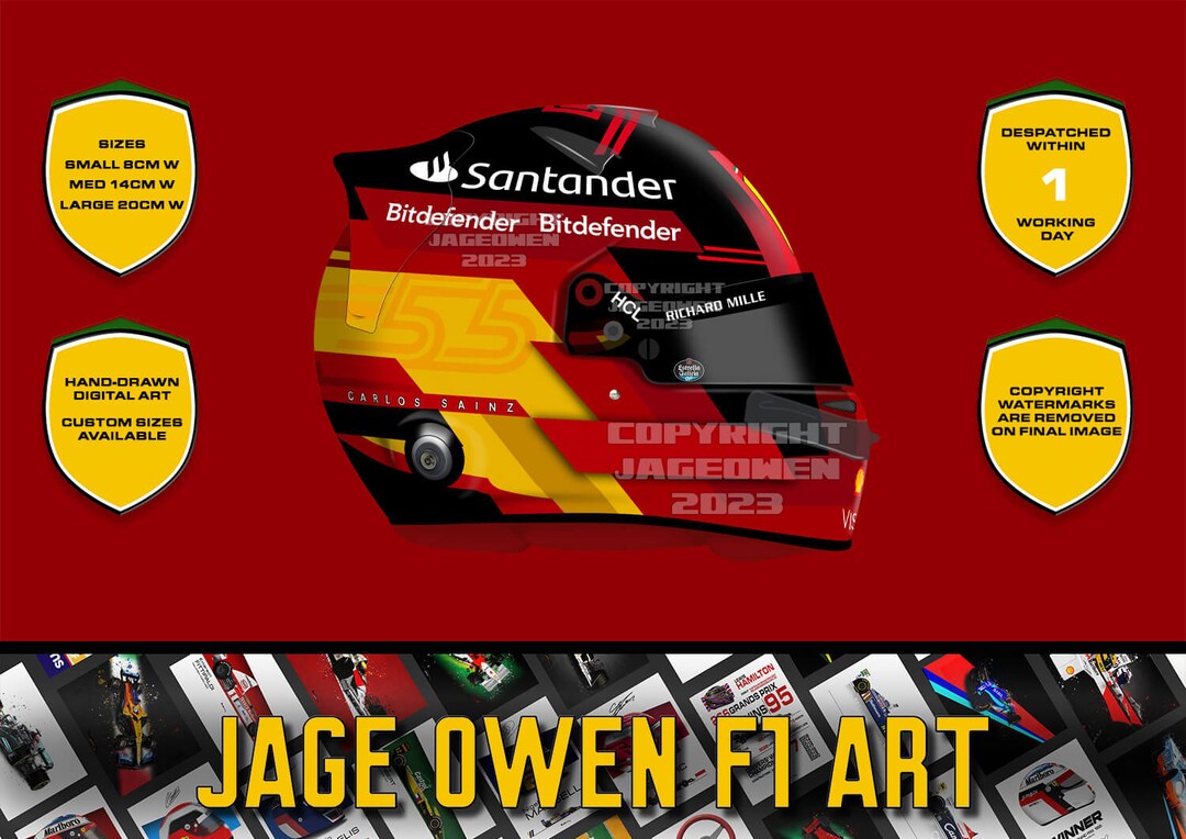 X2 Carlos Sainz F1 Helmet Stickers 2020 2023 - Etsy
