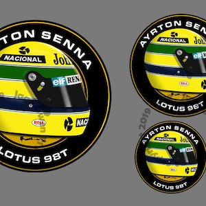 X2 Ayrton Senna F1 Helmet Circle Stickers 1984 1994 - Etsy