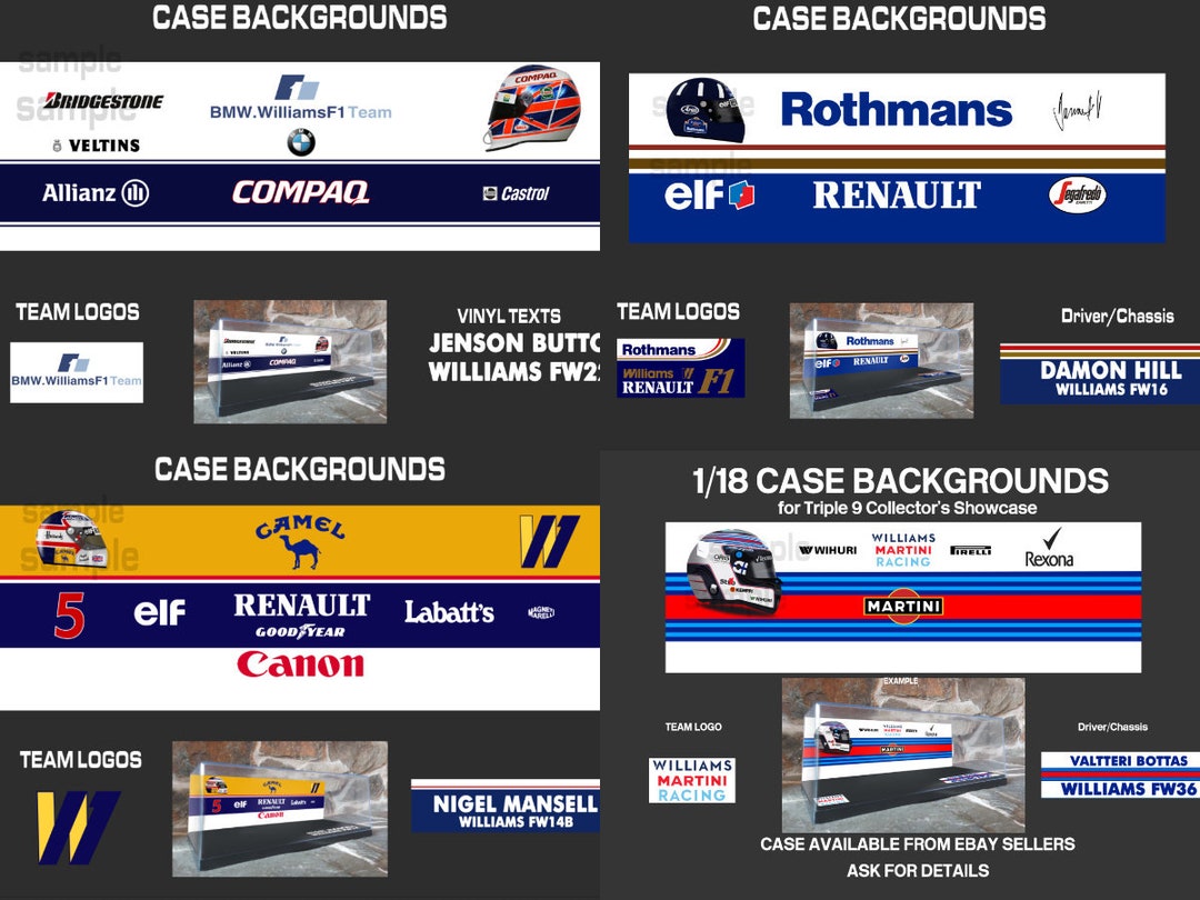 Williams F1 Display Case Background for F1 Minichamps 1/18 Case Senna ...
