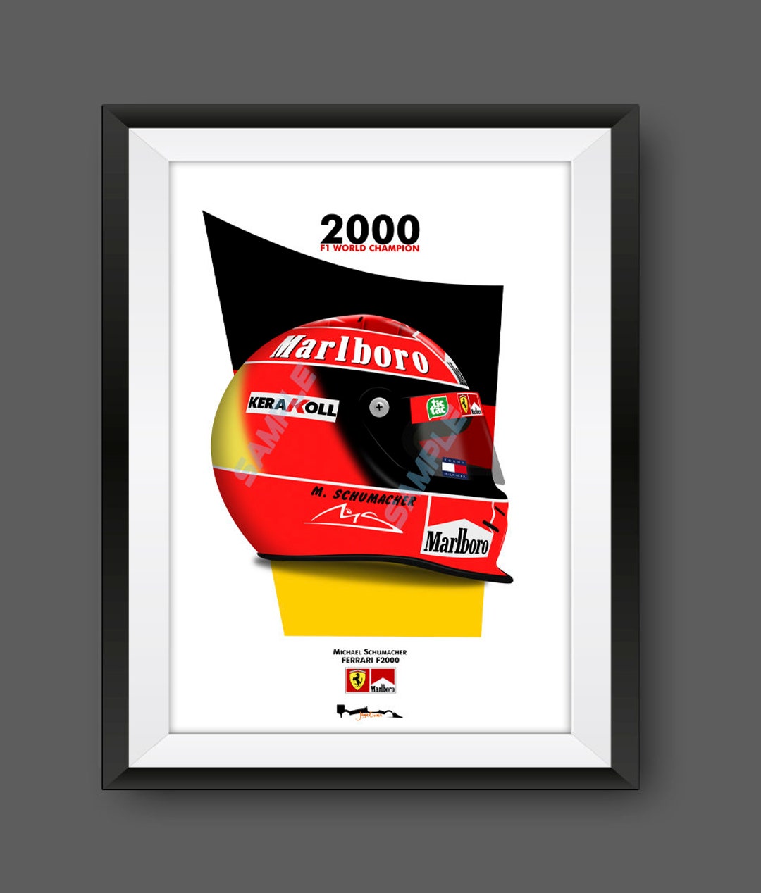 Michael Schumacher Champion 2000 Helmet F1 Print - Etsy