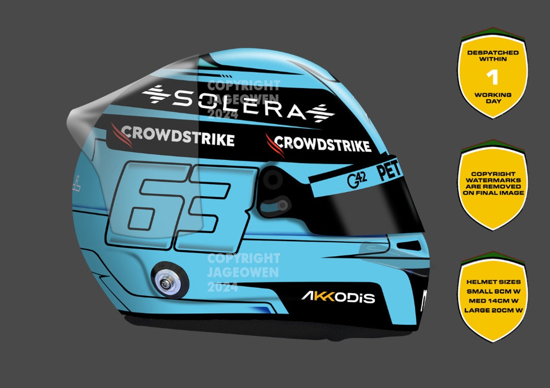 X2 George Russell F1 Helmet Stickers 2024 - Etsy