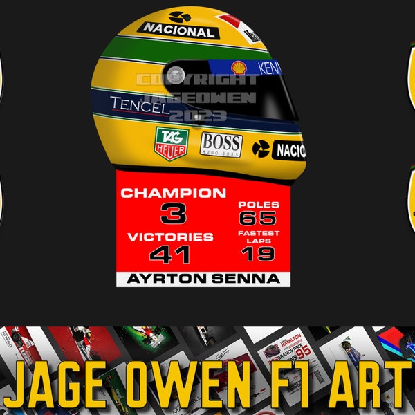 Ayrton Senna Helmet Sticker - Etsy