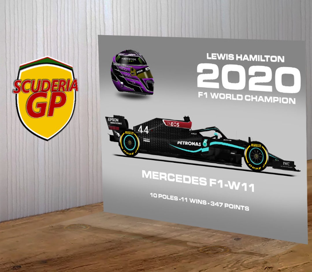 Mercedes F1 Champion Artwork Metal Sign Lewis Hamilton Nico Rosberg W07 ...