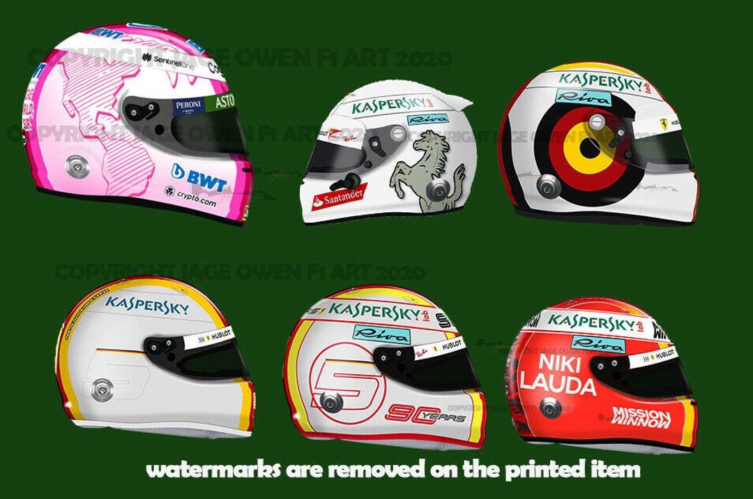 X2 Sebastian Vettel F1 Helmet Stickers 2017 2022 - Etsy