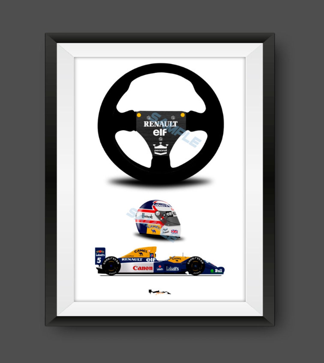 Nigel Mansell Print Williams Renault Elf FW14B Steering Wheel F1 - Etsy