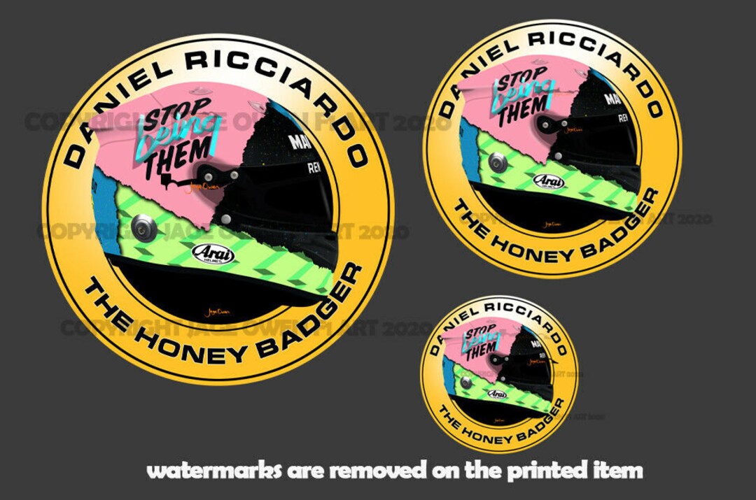 X2 Daniel Ricciardo Circle F1 Helmet Stickers 2019 2021 - Etsy UK