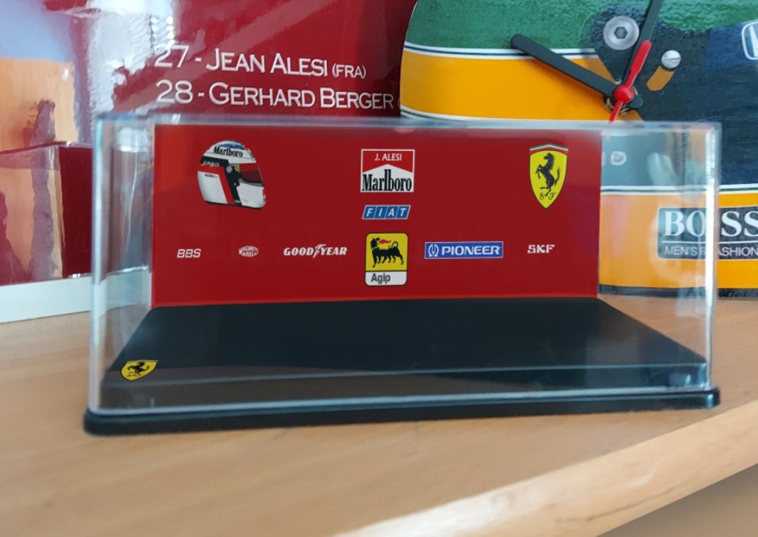 Custom Ferrari 412T2 F1 Display Case & Sponsor Backdrop for Minichamps ...