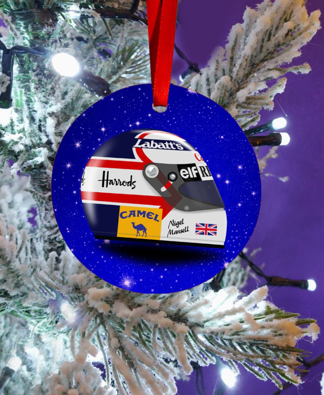 Nigel Mansell F1 Helmet Christmas Tree Decorations Ornaments Ornament ...