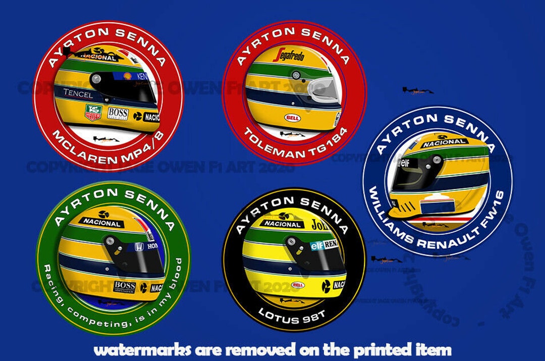 X2 Ayrton Senna F1 Helmet Circle Stickers 1984 1994 - Etsy