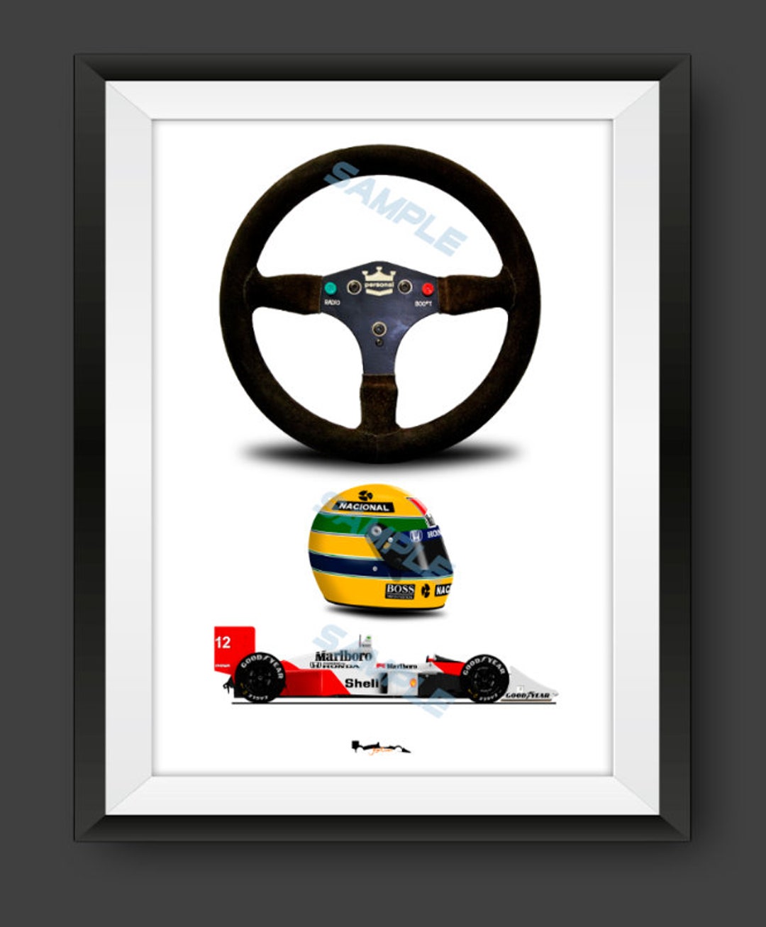 Ayrton Senna Mclaren MP4/4 Steering Wheel Print - Etsy Canada