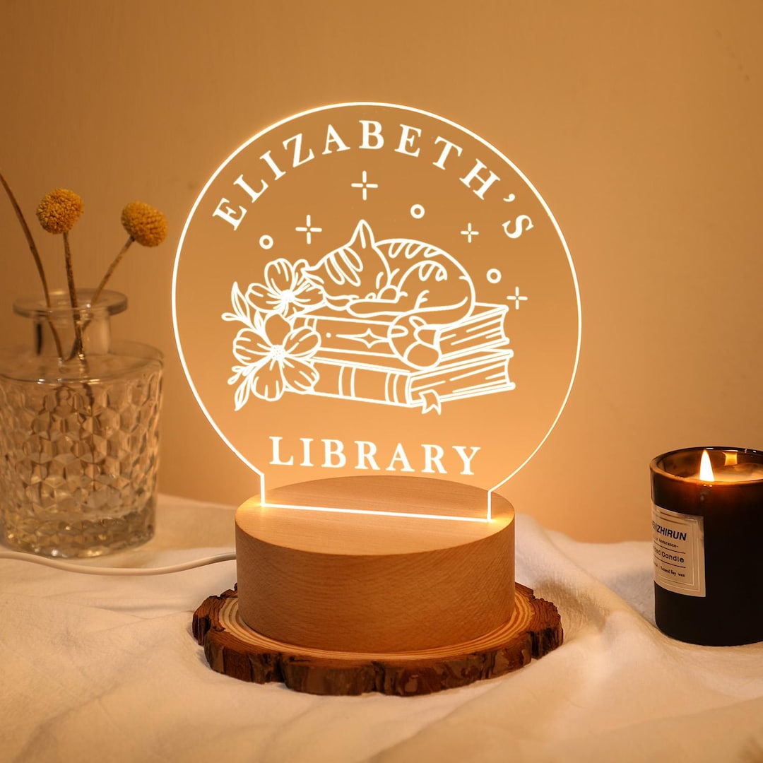 Personalized Library Sign, Custom Book Decor, Bookish Bookshelf Sign ...