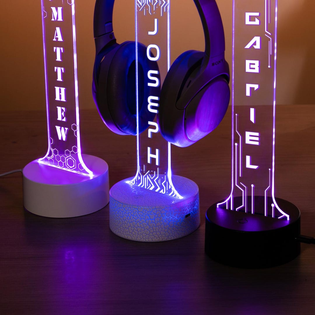 Personalized Led Headphone Stand, Streamer Headphone Holder Stand ...