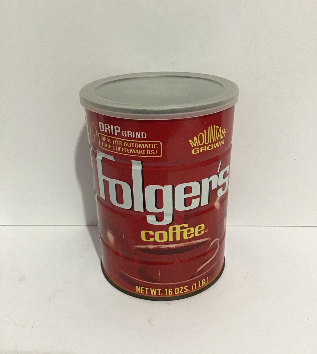 Vintage Pre 1963 Folgers Coffee Tin Can Mountain Grown Drip Grind 1 Lb ...