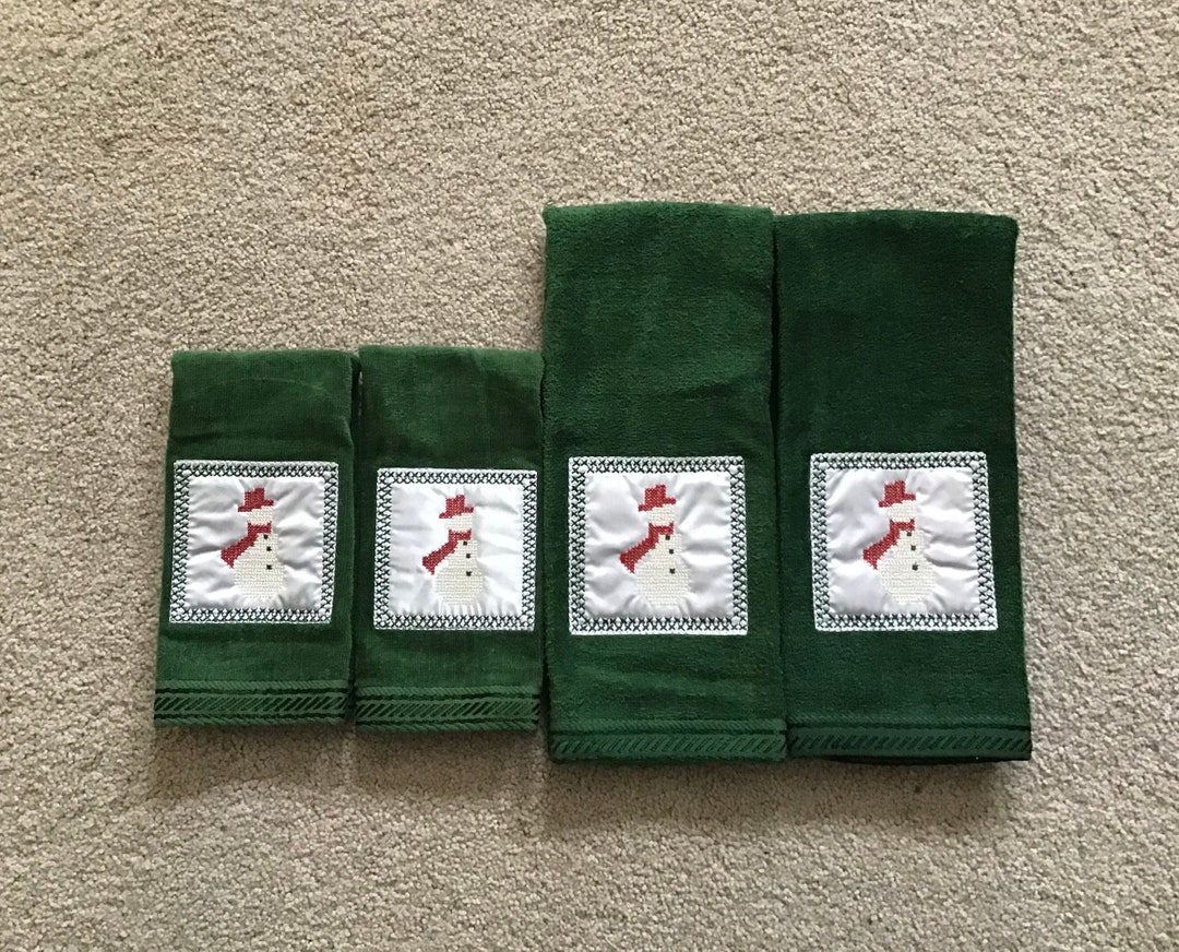Set of 4 Christmas Snowman Towels 2 Fingertip Towels & 2 Hand - Etsy