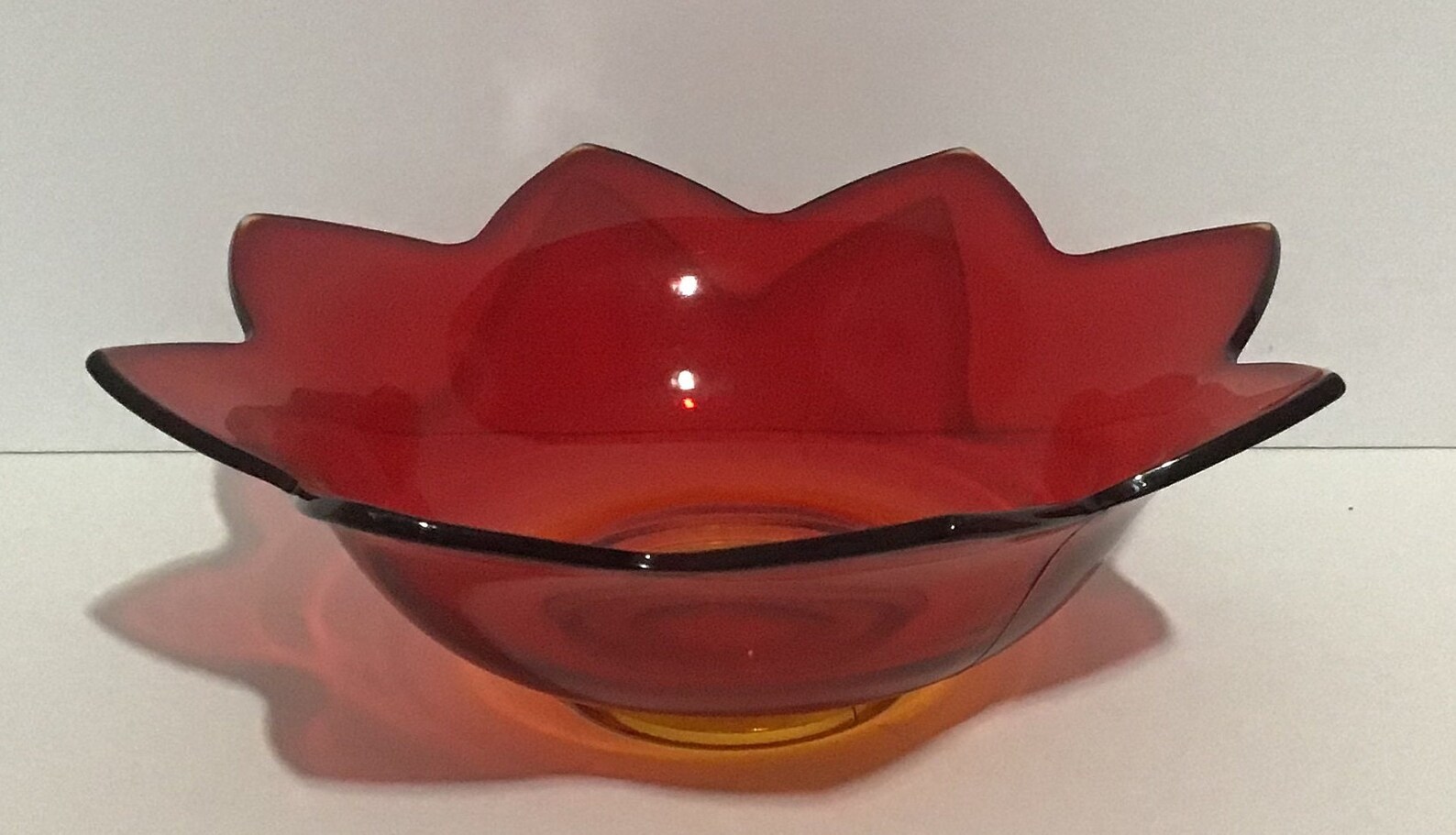 Vintage Fenton Ruby Red Amberina Cadmium Glass 9 Petal Lotus Blossom ...