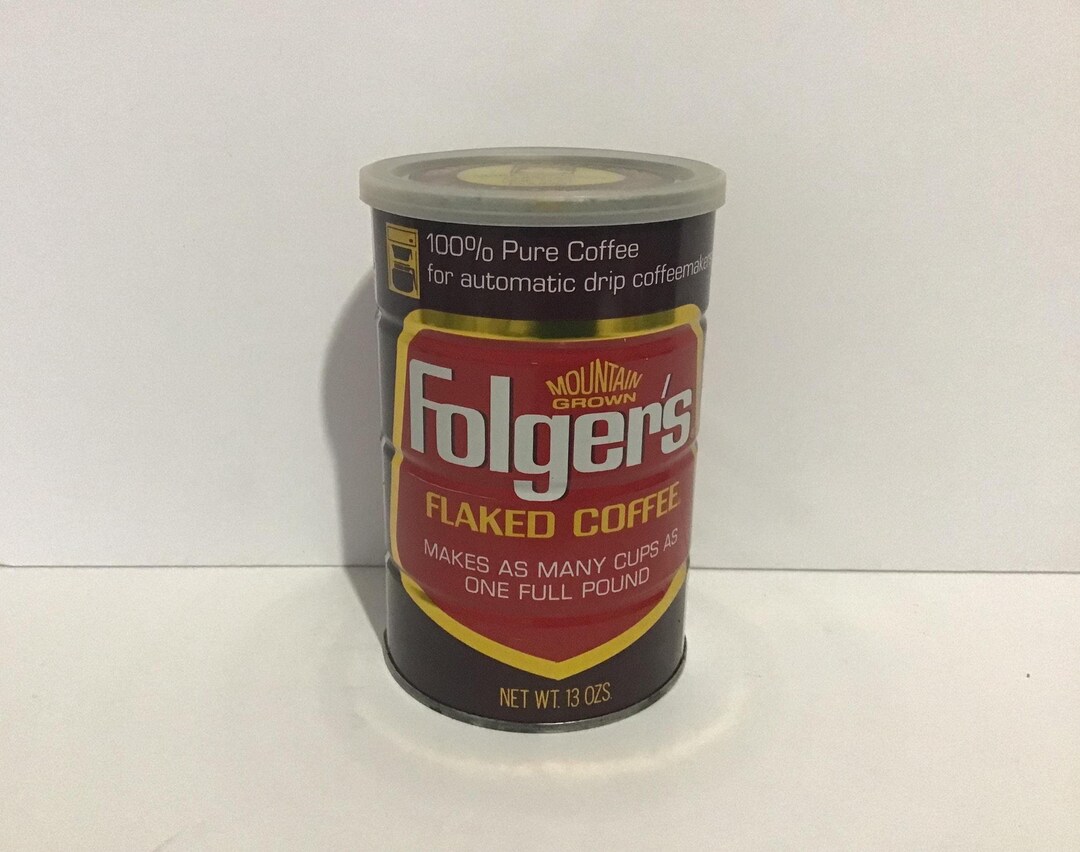 Pre 1963 Folger’s Coffee Tin Can “flaked Coffee” Ato Drip 13 Oz. W ...