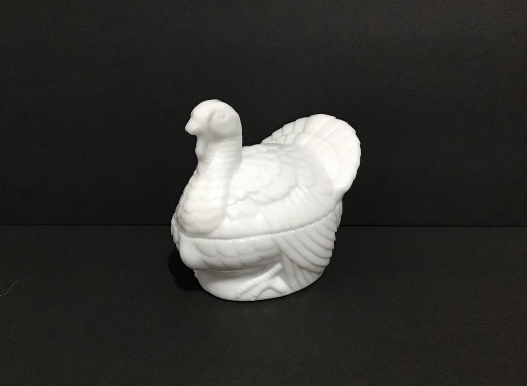 Vintage Milk Glass Turkey Nesting Hen Covered Dish 1960s Imperial Glass ...