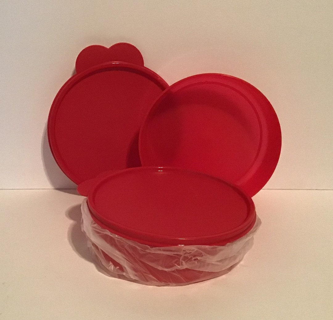Set of 2 NOS Tupperware Big Wonders Containers 3 Cup Red With Red Lids ...