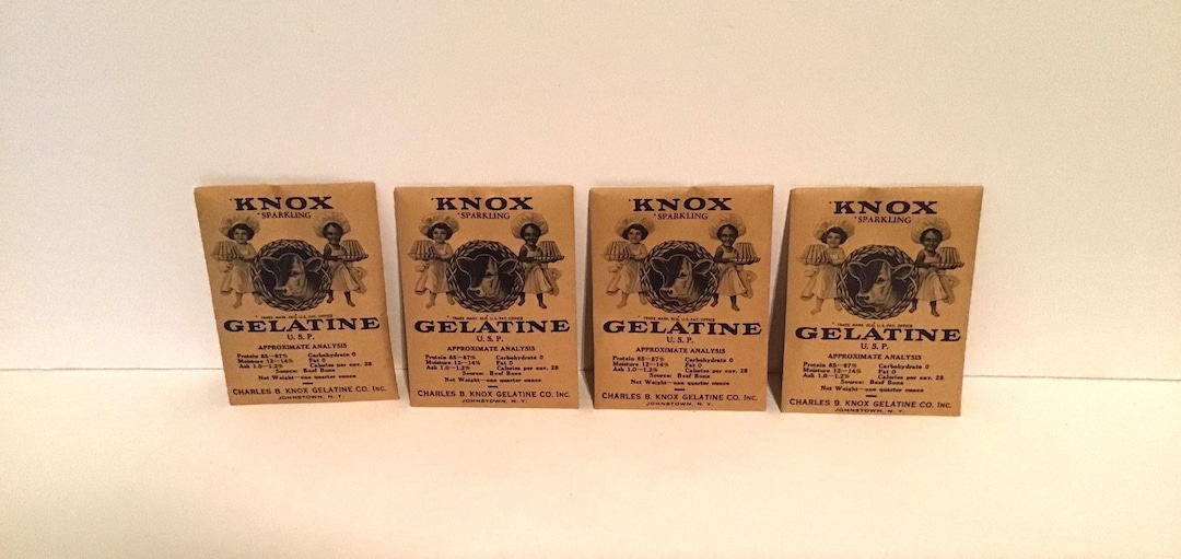 Vintage Knox Sparkling Unflavored Gelatine 4 Packets W/cow & Girls ...