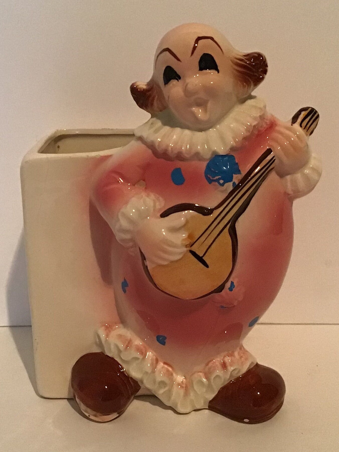 Vintage Clown Planter Vase 6 1/2 Made in Japan 6202 Playing Banjo ...