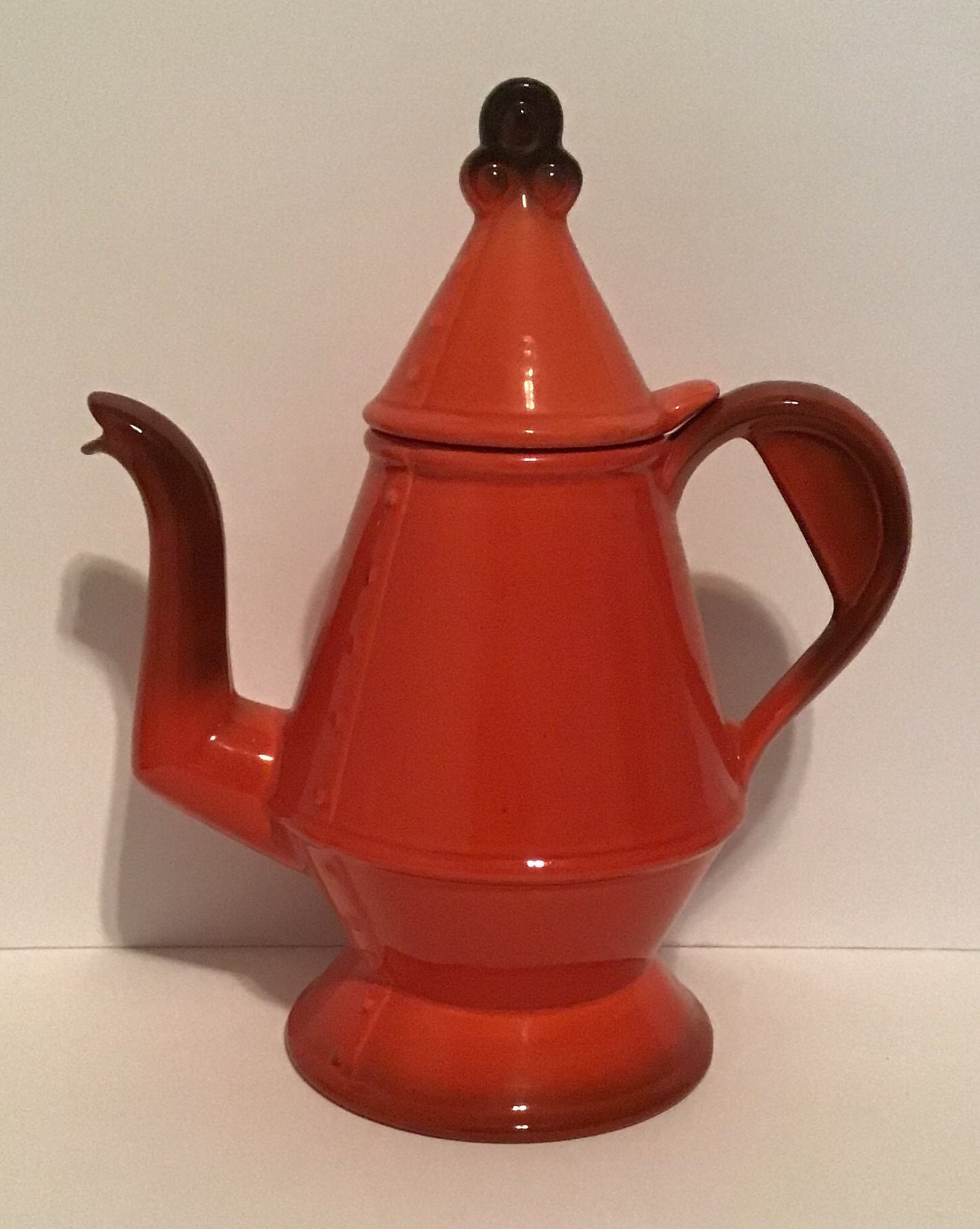 1960s Metlox Pottery Red Orange Poppytrail MCM Coffee Pot 5 - Etsy