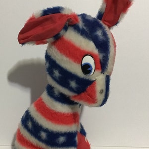 Rare Vintage Patriotic Stars & Stripes Stuffed Toy Donkey Carnival ...