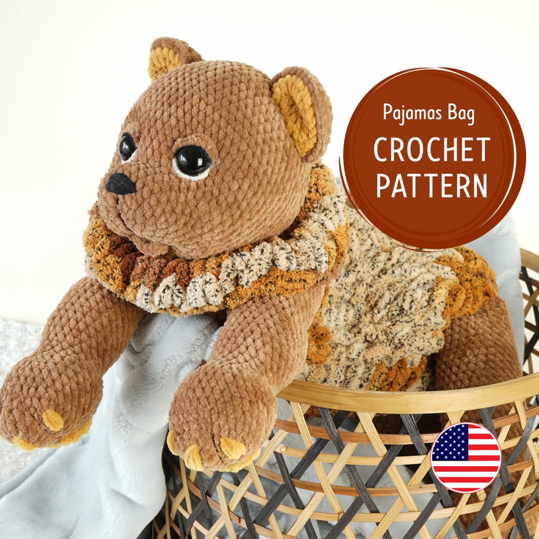 Teddy Crochet PATTERN, Crochet Pajama Bag Pattern, Teddy Bear Amigurumi ...