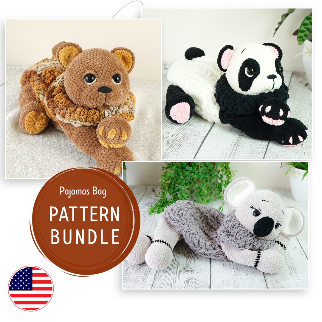 Crochet Pattern Bundle | Pajamas Bag Pattern | Crochet Pattern Panda ...