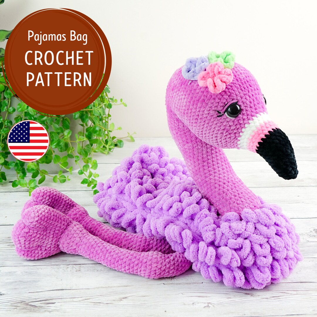 Crochet Pajama Bag Pattern, Flamingo Crochet PATTERN, Amigurumi ...